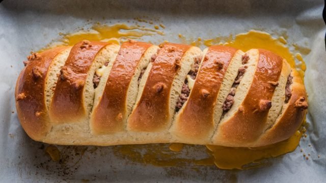 Cheesy Ground Beef Stuffed Bread Roll Recipe