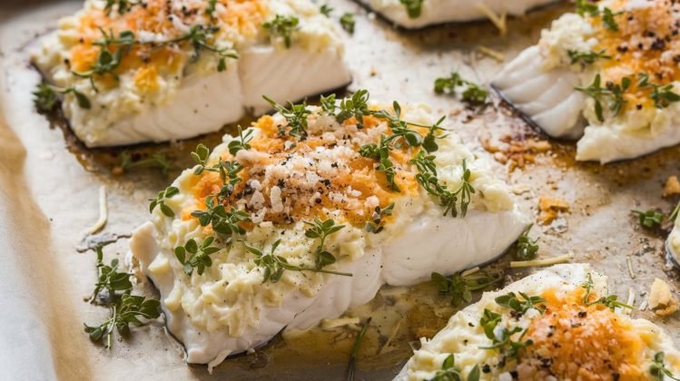 Quick Baked Cod with Mayo and Parmesan