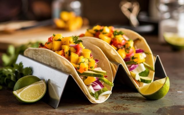 Rainbow Veggie Tacos with Mango Salsa: Colorful & Fresh
